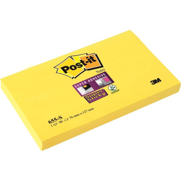 Post-it Super Sticky Notes | 76x127 mm | Gul | Lomax