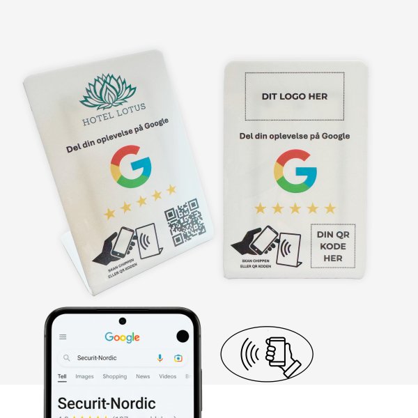 Bordskilt med chip, eget logo, Google | Lomax