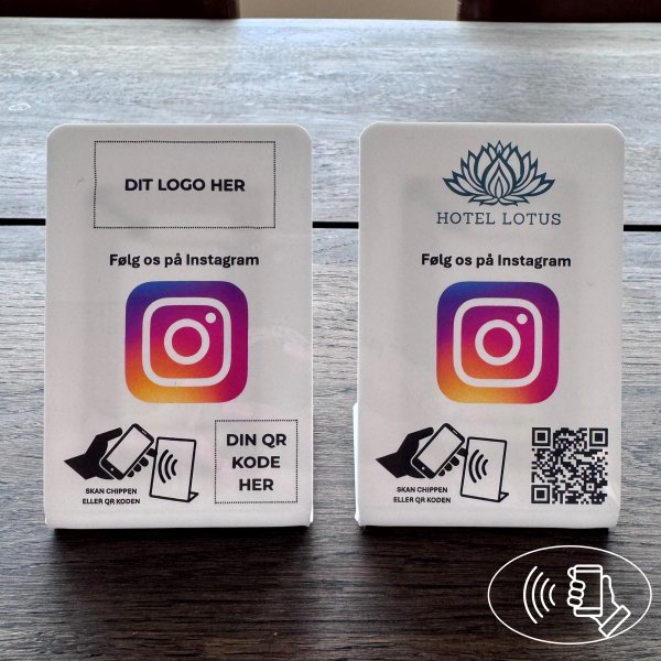 Bordskilt med chip, eget logo, Instagram | Lomax