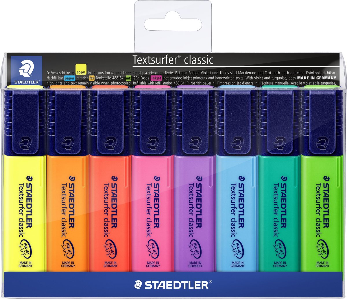 Staedtler Highlighter | 8 farver | Lomax