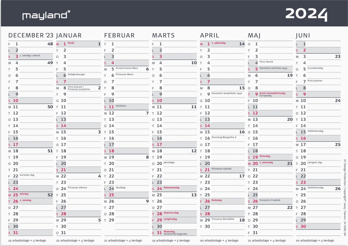 Mayland 2024 Bordkalender | Moderne | A5 | Lomax