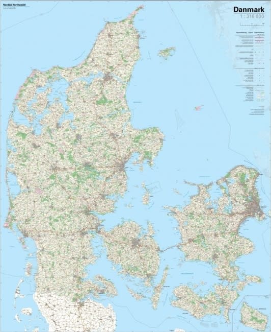 Danmarkskort - Danmarkskort plakat - Køb et flot danmarkskort som ...